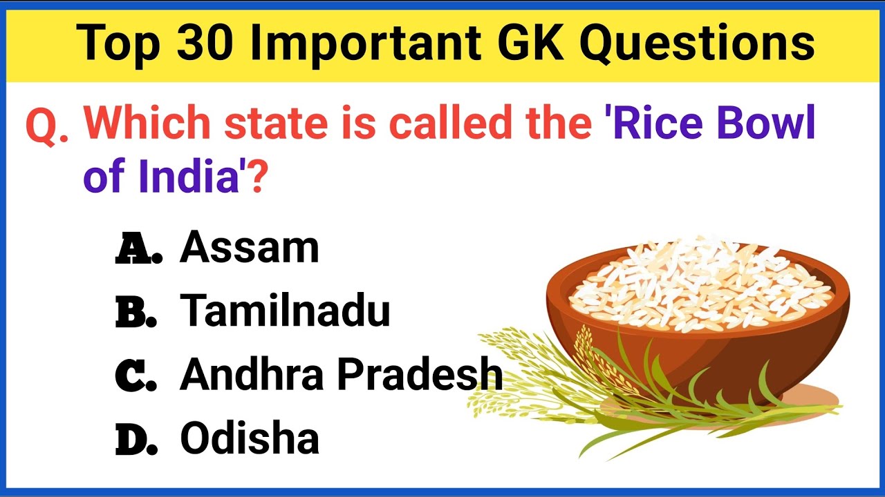 Top 30 Important GK Question and Answer| GK Questions and Answers | GK ...