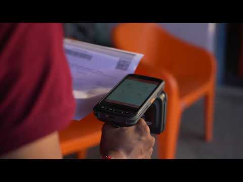 RFID Handheld Reader verifying transit pass EMM11 of Mineral carrying ...