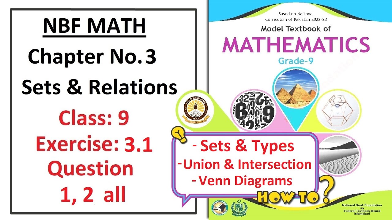 Math Class 9 (NBF) Exercise 3.1 Questions 1, 2 (Sets) - Full solution ...