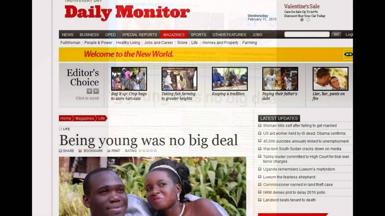 Sunday Monitor 3 page Coverage of Earnest Benjamin & Princess Scovia ...