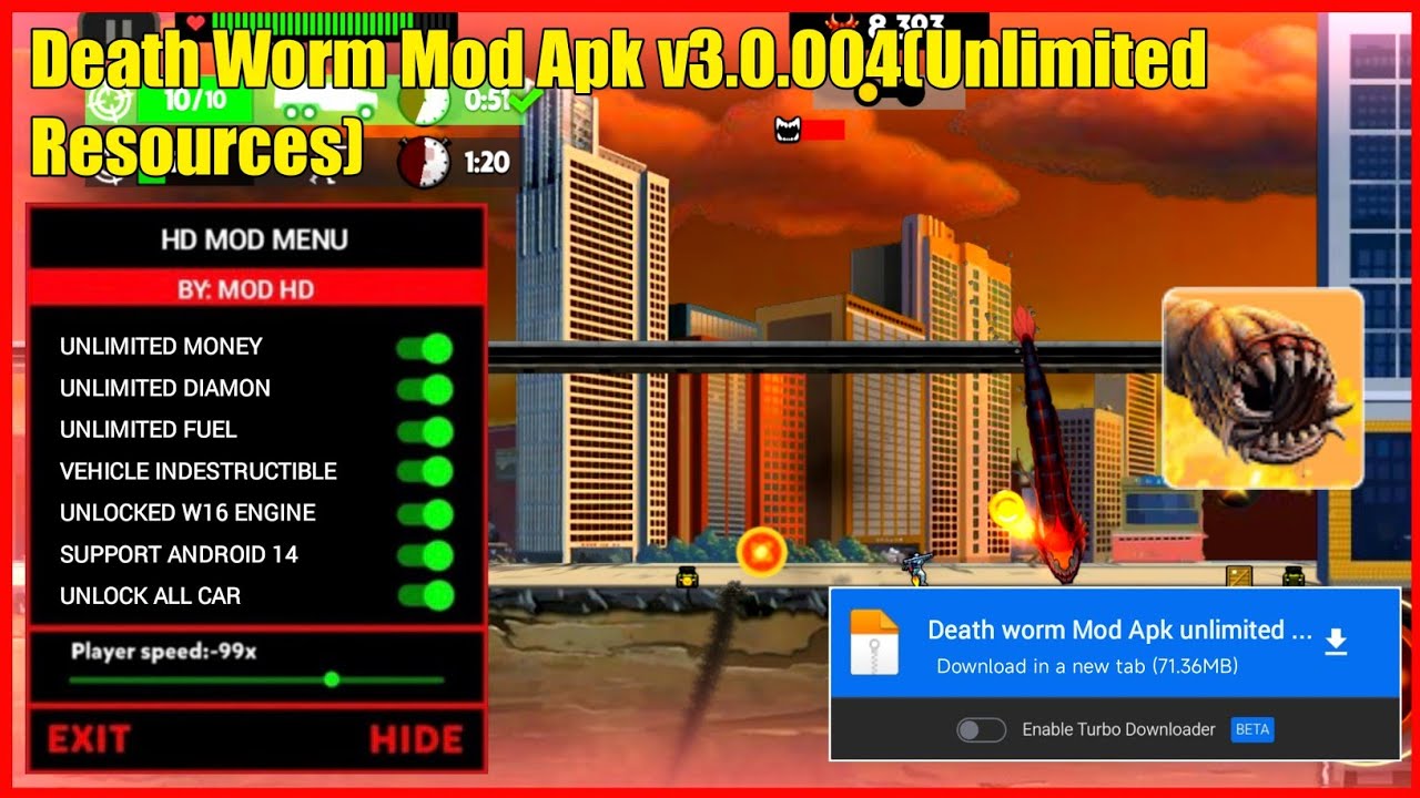 Death Worm Mod Apk 2025 Unlimited Money And Gems Download Deluxe Hack ...