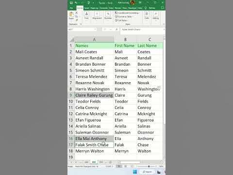 Separate First Name and Last Names - Excel Tips and Tricks - YouTube