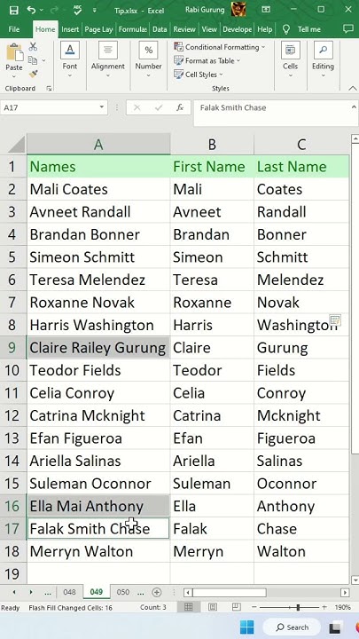 Separate First Name and Last Names - Excel Tips and Tricks - YouTube