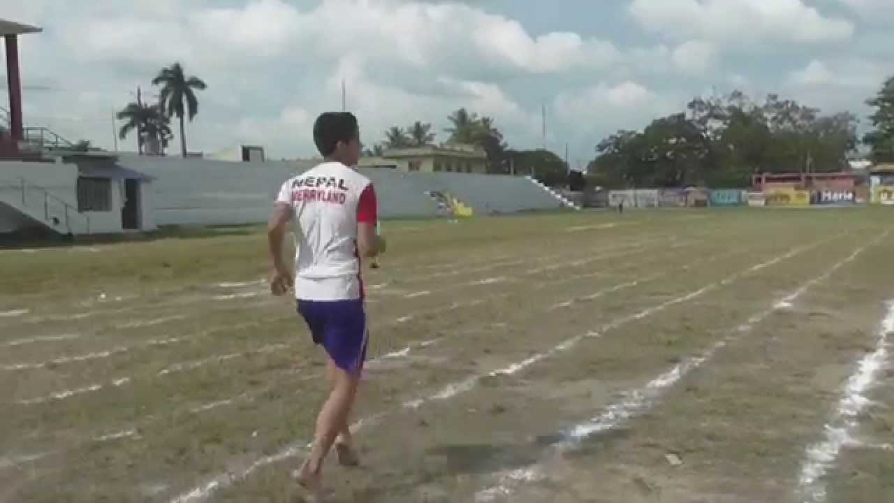 Four young amateur athletes sprint Backwards for charity in Nepal - YouTube