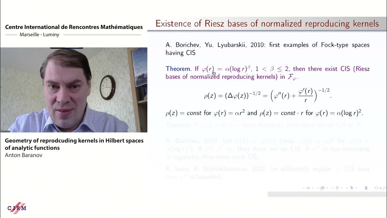 Anton Baranov: Geometry of reproducing kernels in Hilbert spaces of analytic functions - YouTube
