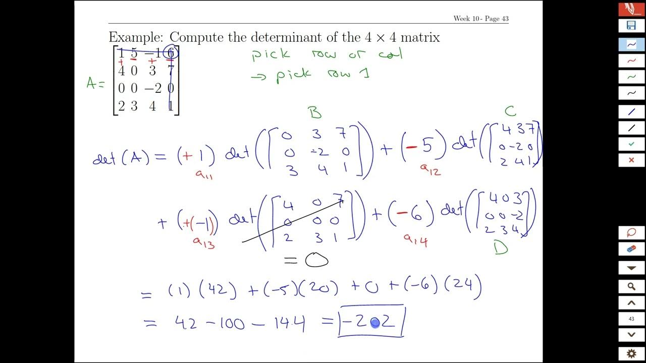 Week10 Page40 Computing Determinants for nxn - YouTube