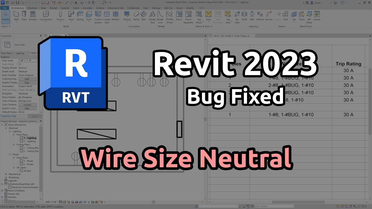 Wire Size Neutral Bug Fixed - Revit 2023 (English) - YouTube