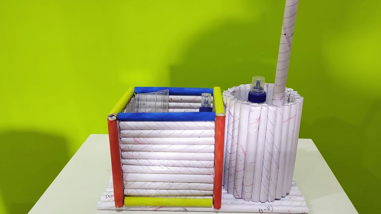 How to make paper stand pen - YouTube