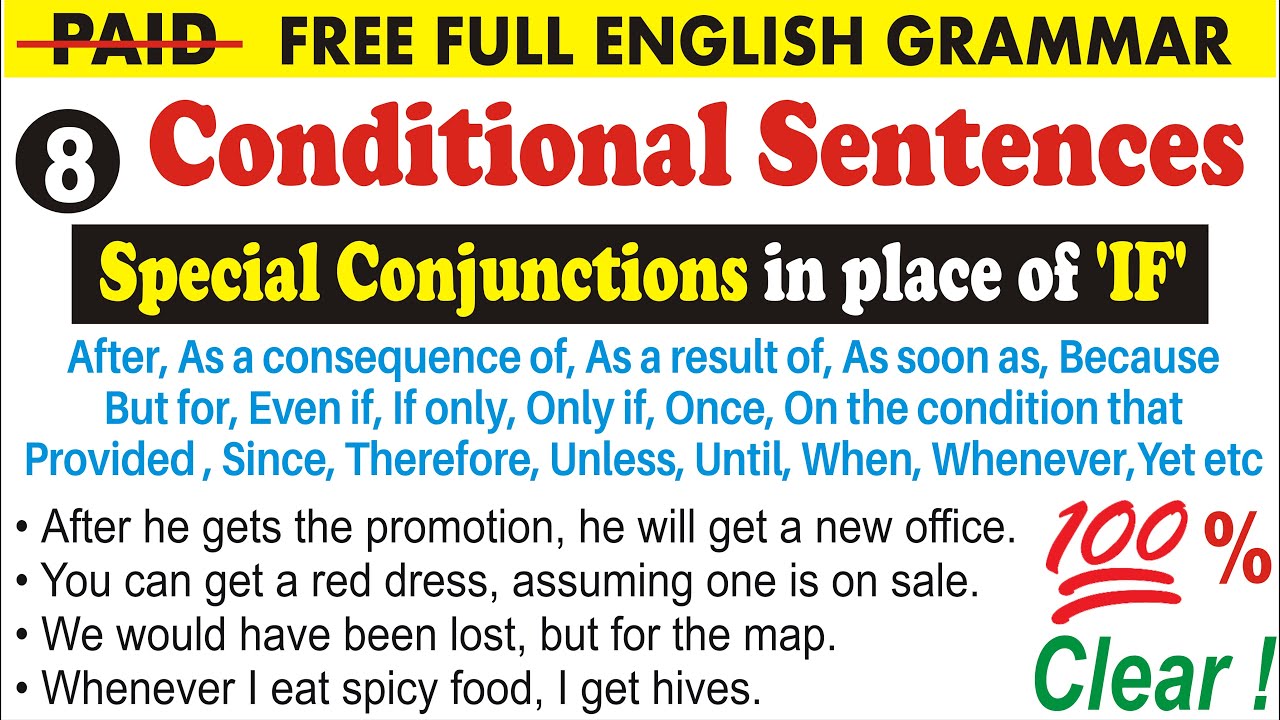 Conjunctions for Conditional Sentences in English Grammar Uphaar ...