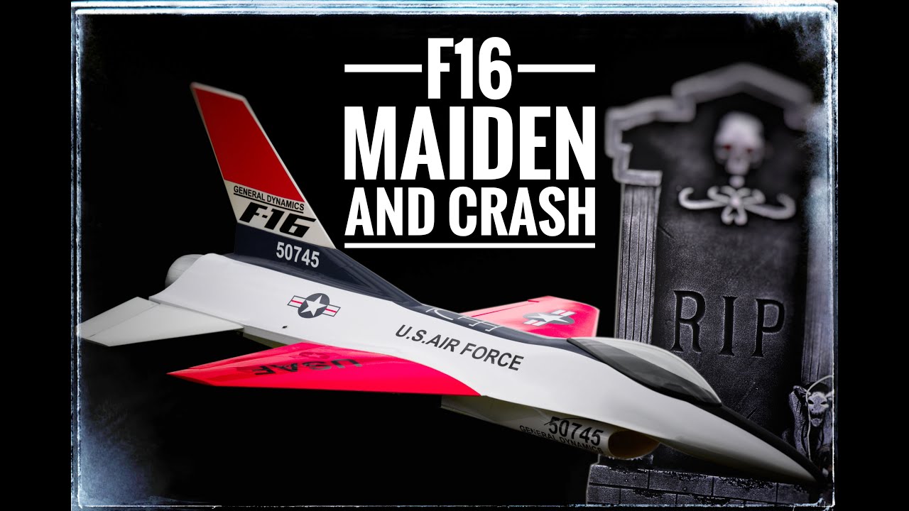 F16 Maiden flight and crash, RC edf jet airplane. Bungee launch rc ...