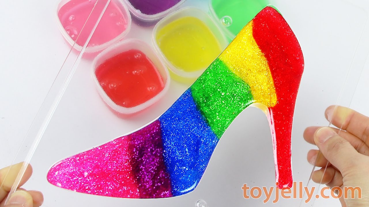 Learn Colors DIY How To Make Glitter Slime Clay High Heels Play Doh Ice ...