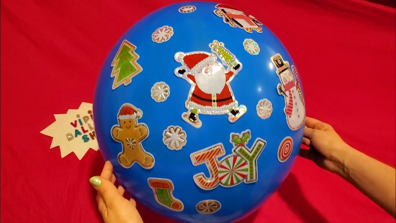 DECORATING BLUE PUNCH BALLOON WITH CHRISTMAS STICKERS!!! - YouTube