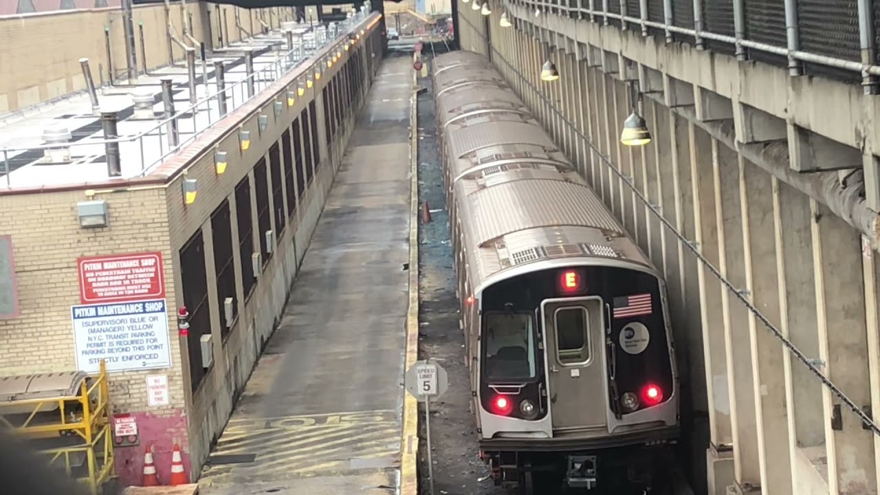 4 car R179 E train at pitkin yard - YouTube