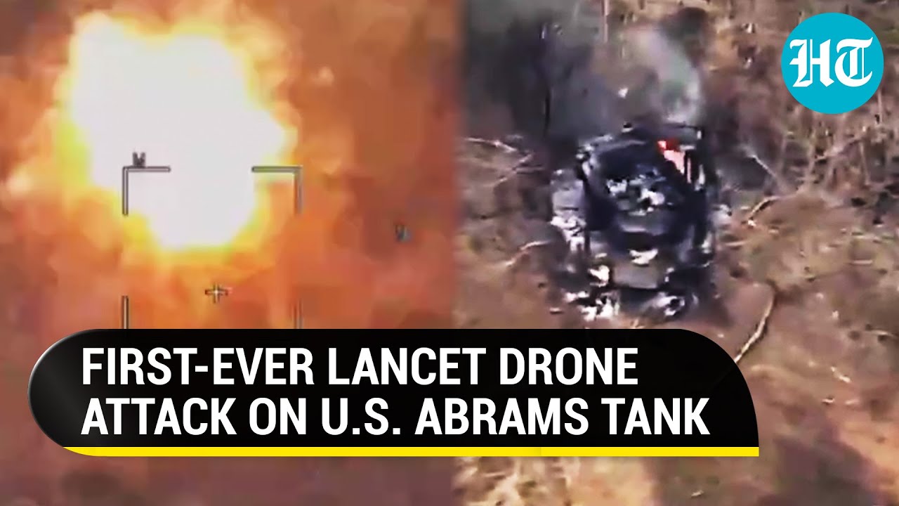 U.S. Abrams Tank In Flames As Putin's Lancet Drone Achieves Direct Hit ...