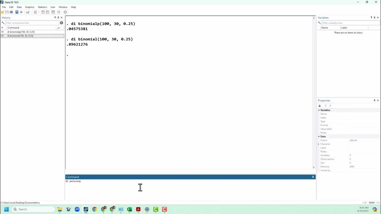 Stata Basics: Binomial, Poisson, and Normal Probability Distributions - YouTube