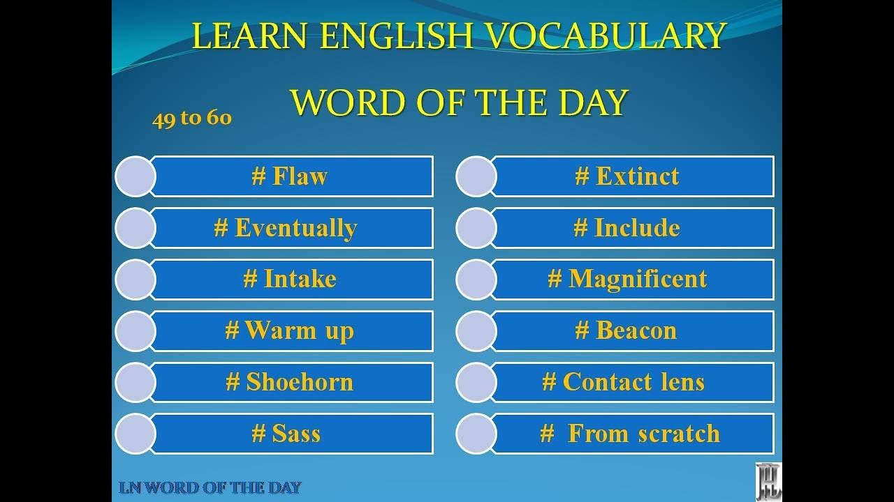 LEARN ENGLISH VOCABULARY - WORD OF THE DAY (49 to 60 words) - YouTube