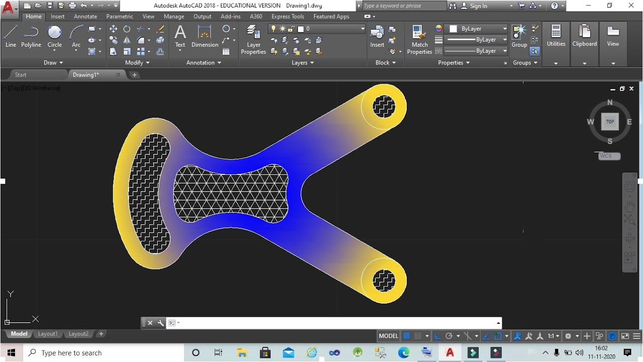 AutoCad 2D Practice Drawing Exercise-19 || Tech&Programming - YouTube