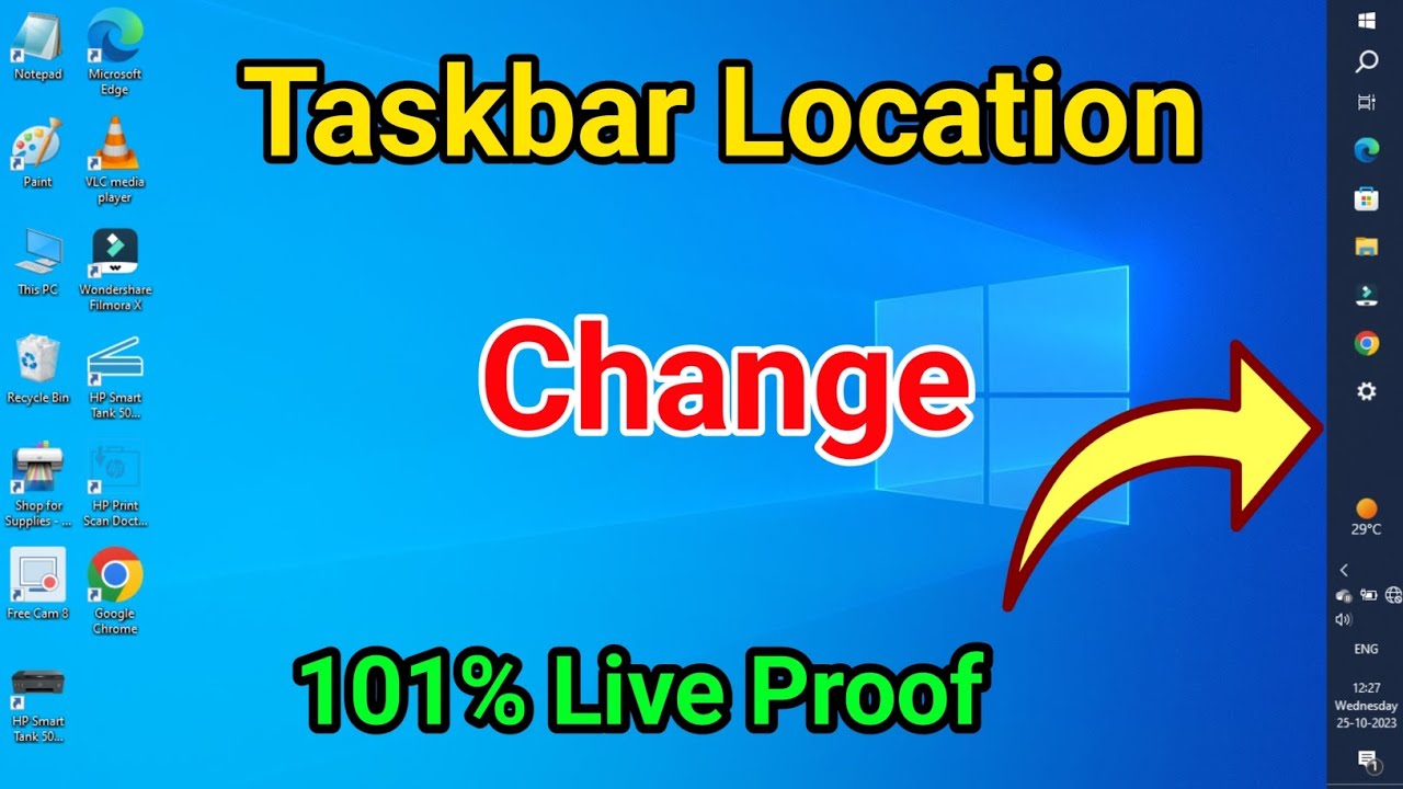 Taskbar Location Change Kaise Kare | How to Change Taskbar Location ...