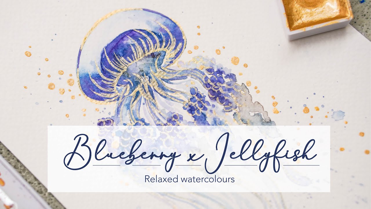 Easy Jellyfish | Blueberry Inspired | Loose Watercolour - YouTube