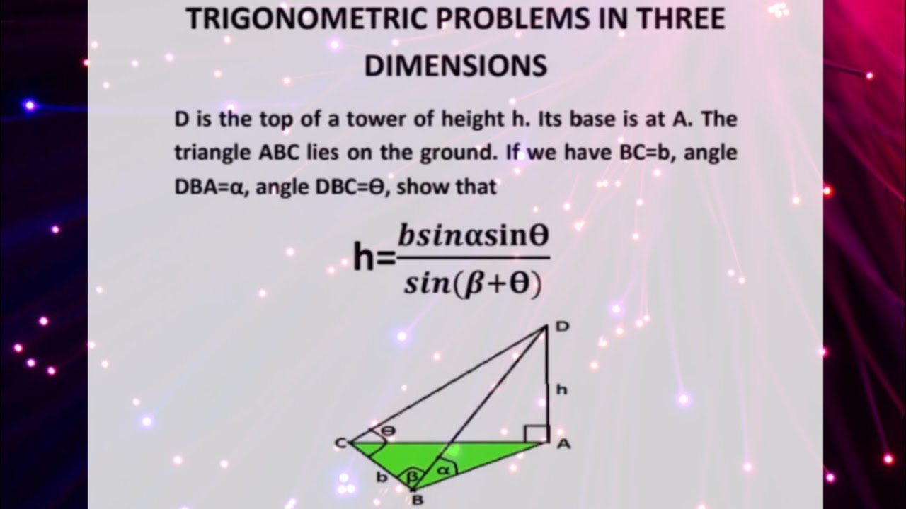 Applications of trigonometry in three dimensions. #sinrule # ...