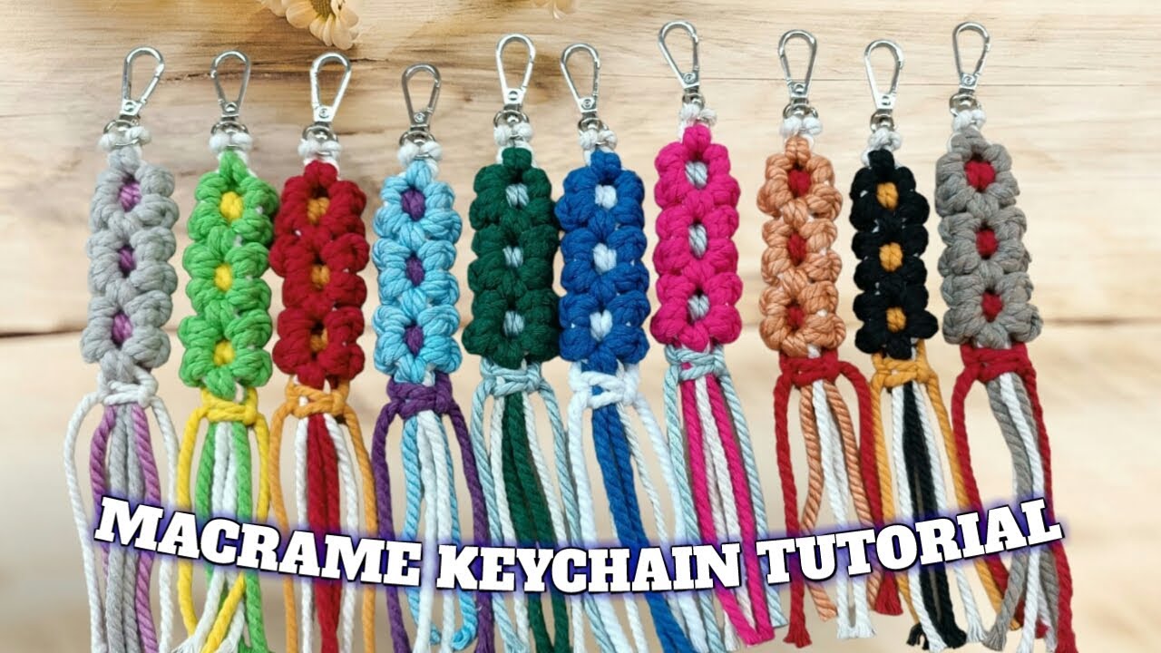 Cara Termudah Membuat Gantungan Kunci Macrame | Easy Macrame Keychain ...