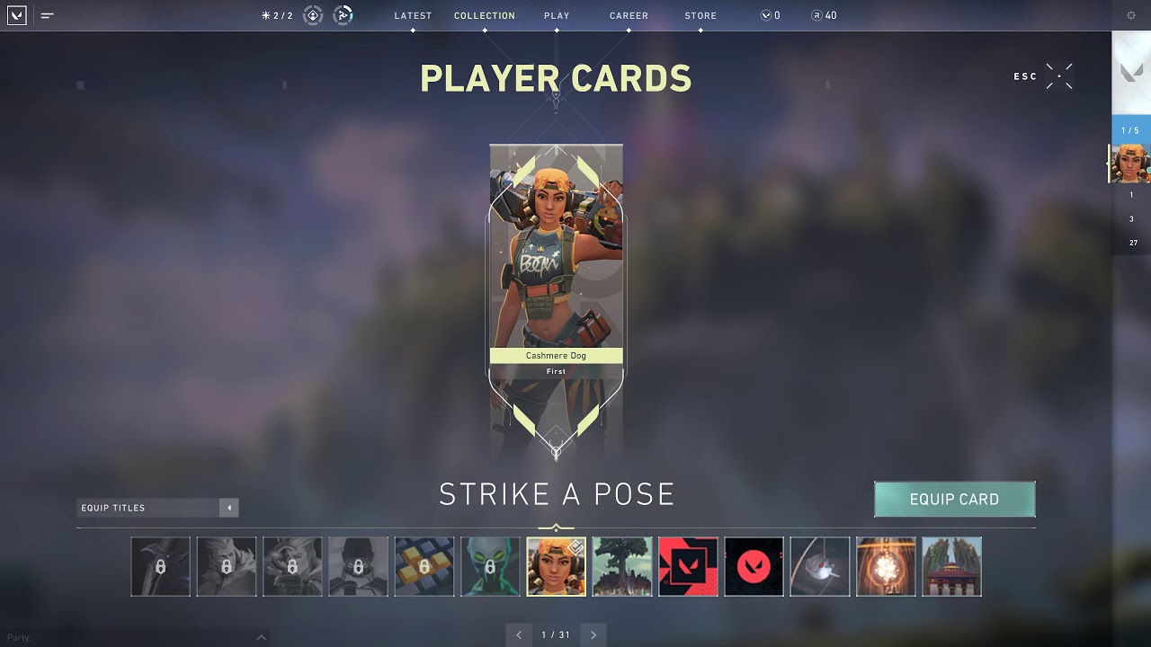 Strike a Pose Player Card showcase - Valorant Closed Beta - YouTube