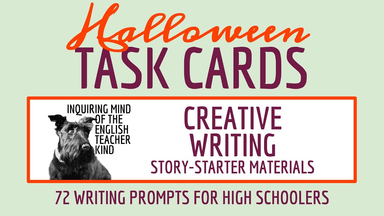 Halloween Short Story Starter Task Cards for High School Creative ...