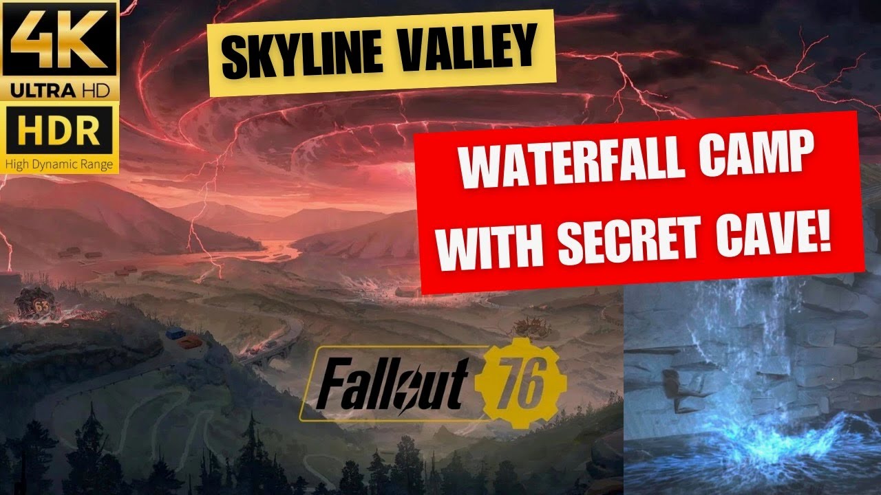 Skyline Valley Waterfall Camp Build - Fallout 76 - Secret Cave! - YouTube