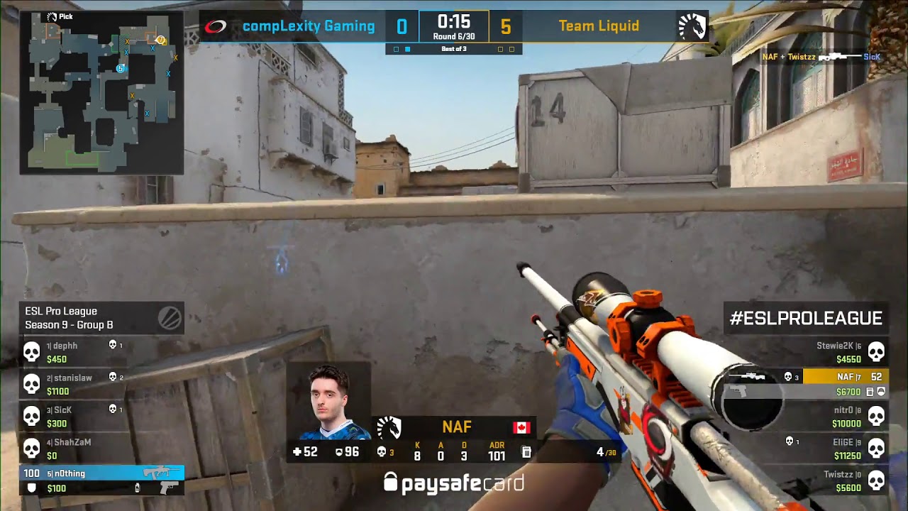 NAF-FLY hits an insane awp 4k on Dust2 against CompLexity!!!! CSGO WOW ...