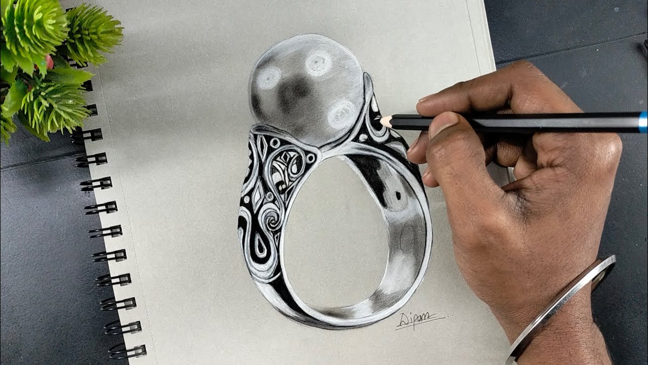 How to draw Ring 💍 | drawing with charcoal pencil ️ 3D drawing - YouTube