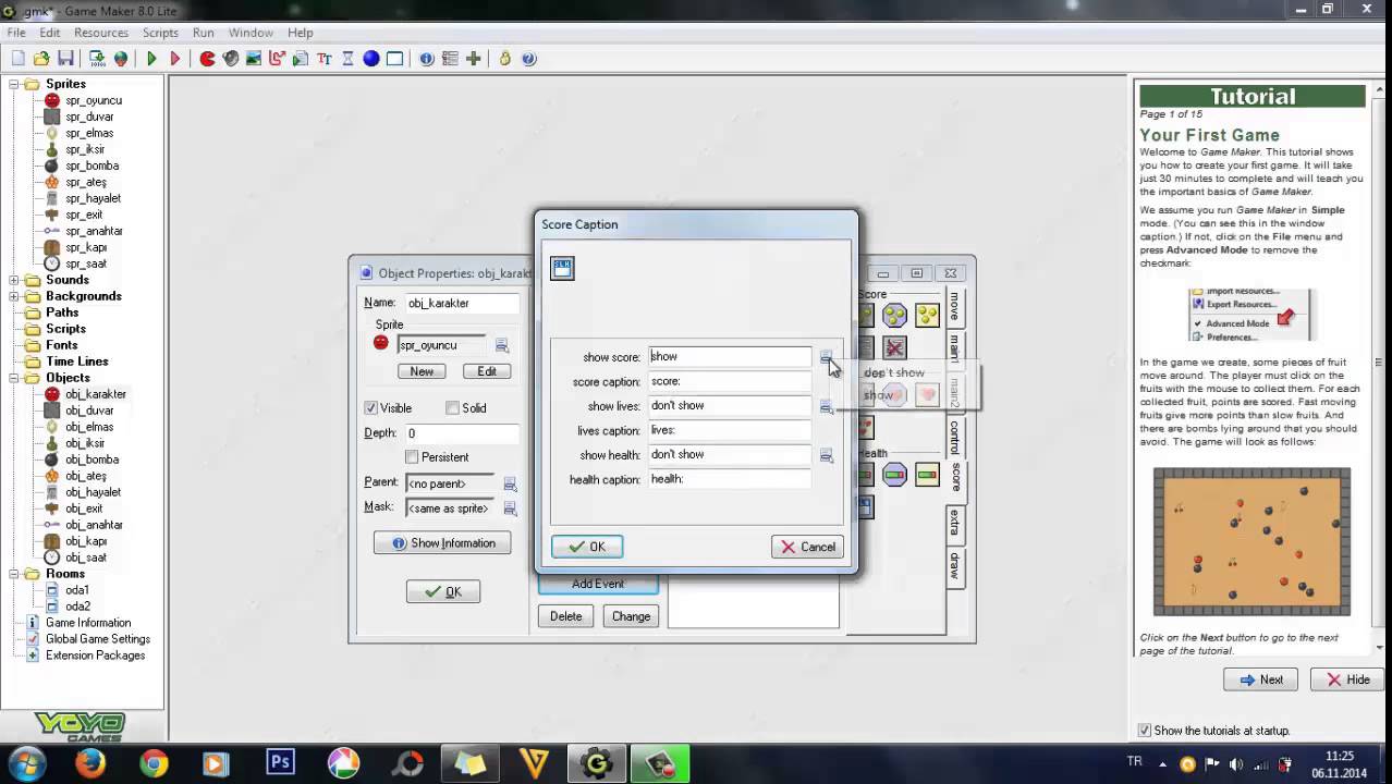 Game Maker Lite - 5 / 9 (Objelere Olaylar ve Eylemler Ekleme 1) - YouTube