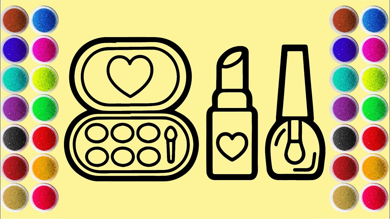 Coloring Makeup Set, Lipstick, Nail Color Colorful Using Colored Sand ...