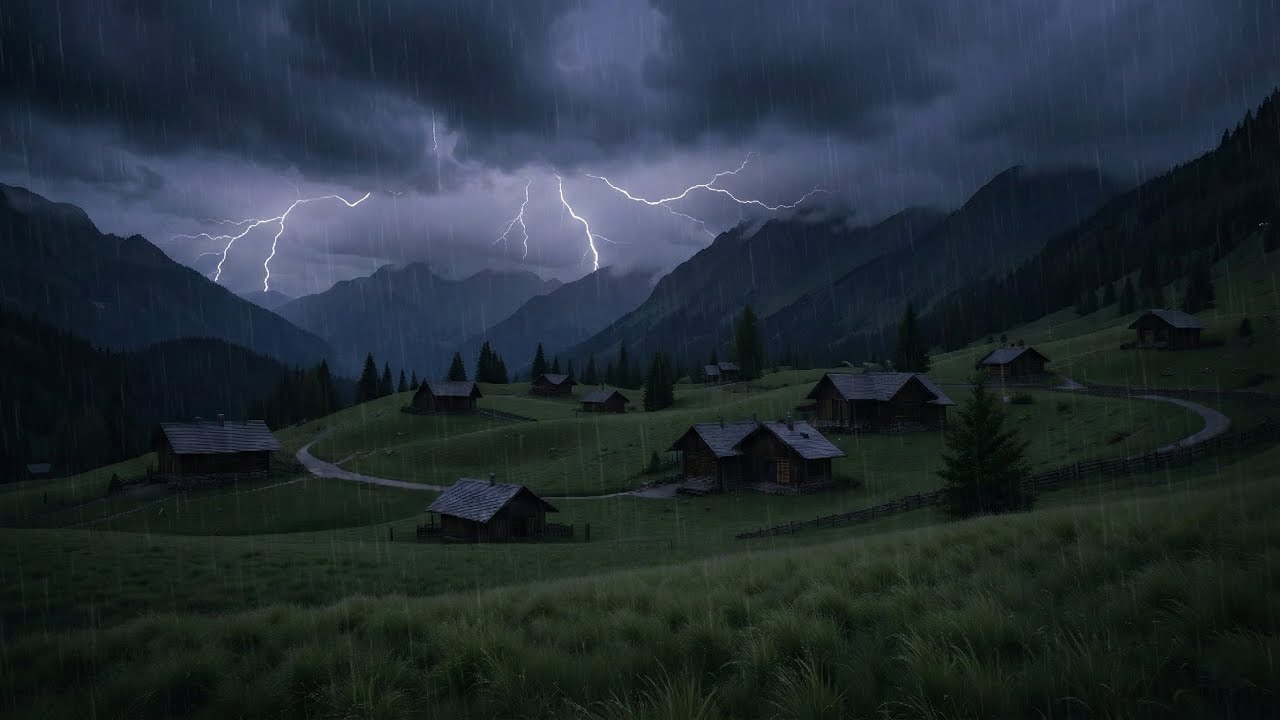 Rain and Thunder Sounds on Cozy Village | Soothing Rain Sounds for ...