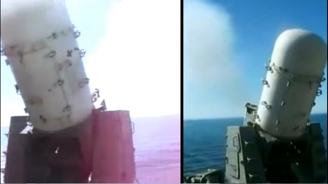 20mm Phalanx CIWS Firing at a Missile, 2 Angles of the Same Shot - YouTube