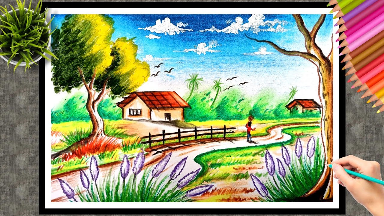 autumn season drawing/autumn season scenery drawing/drawing on autumn ...