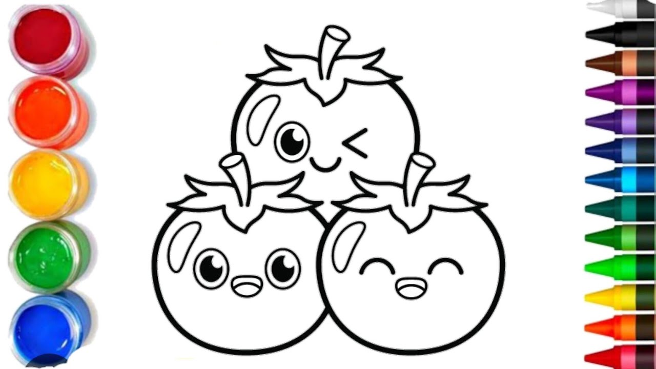 how to draw tomato drawing with pencil coloring for kids | very easy ...