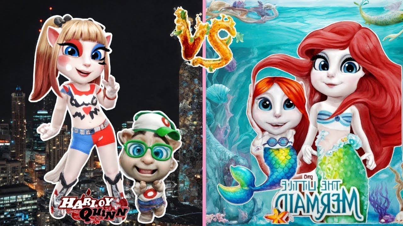 Harley Quinn vS Mermaid My Talking Angela 2 / Cosplay Makeover - YouTube