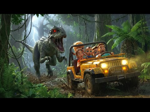 Family Dino Jungle Escape 🦖🚁 Kids Story | 3D Cartoon for Toddlers Adventure