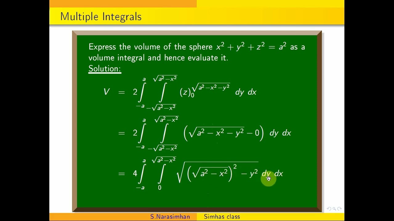 Express The Volume Of The Sphere X 2 y 2 z 2 a 2 As A Volume Integral