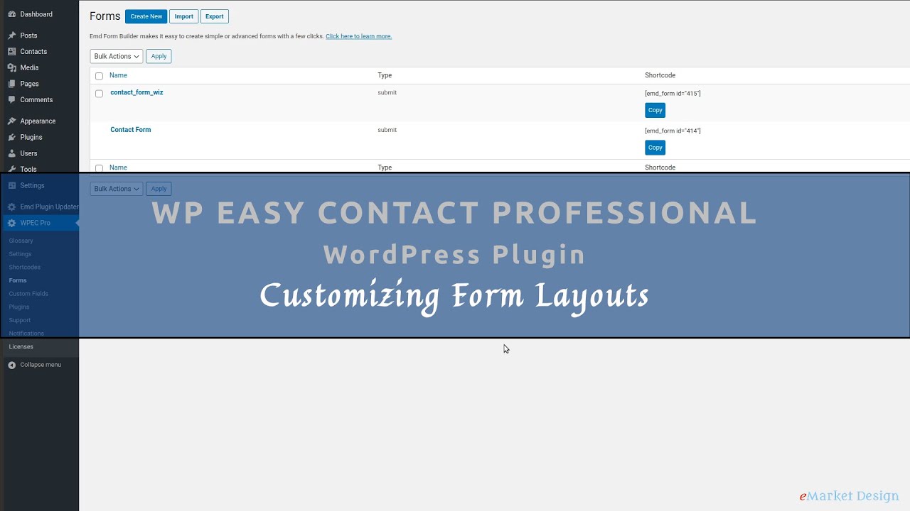 Customizing form layouts using EMD Form Builder - WP Easy Contact Pro ...