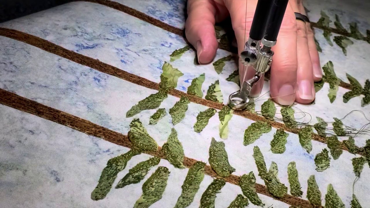 Thread Painting on Trees Using a Handi Quilter Sweet 16 - YouTube