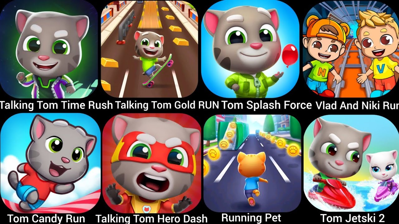 Talking Tom Time Rush,Tom Candy Run, Running Pet,Tom Jetski 2, Talking ...