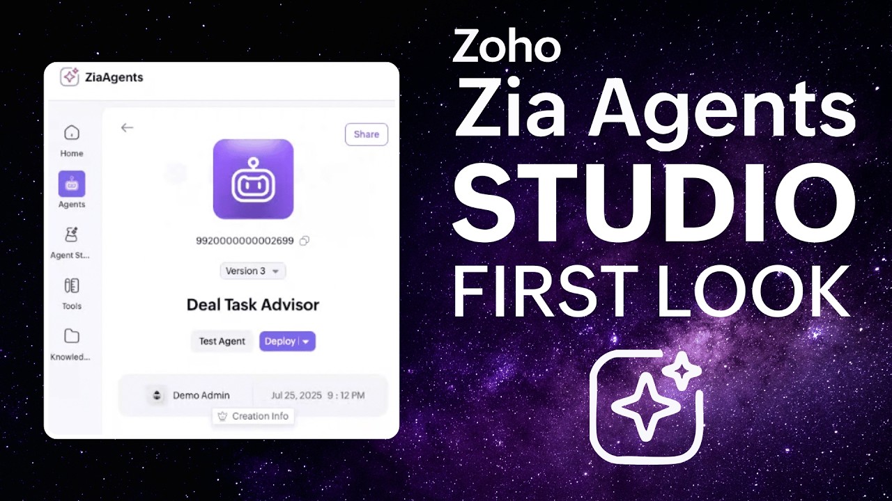 NEW! First Look at Zoho Zia Agent Studio - YouTube