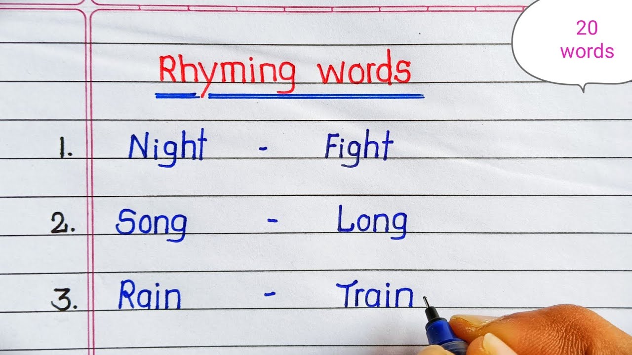 Rhyming Words | 20 Rhyming Words in English | Rhyming Words List - YouTube