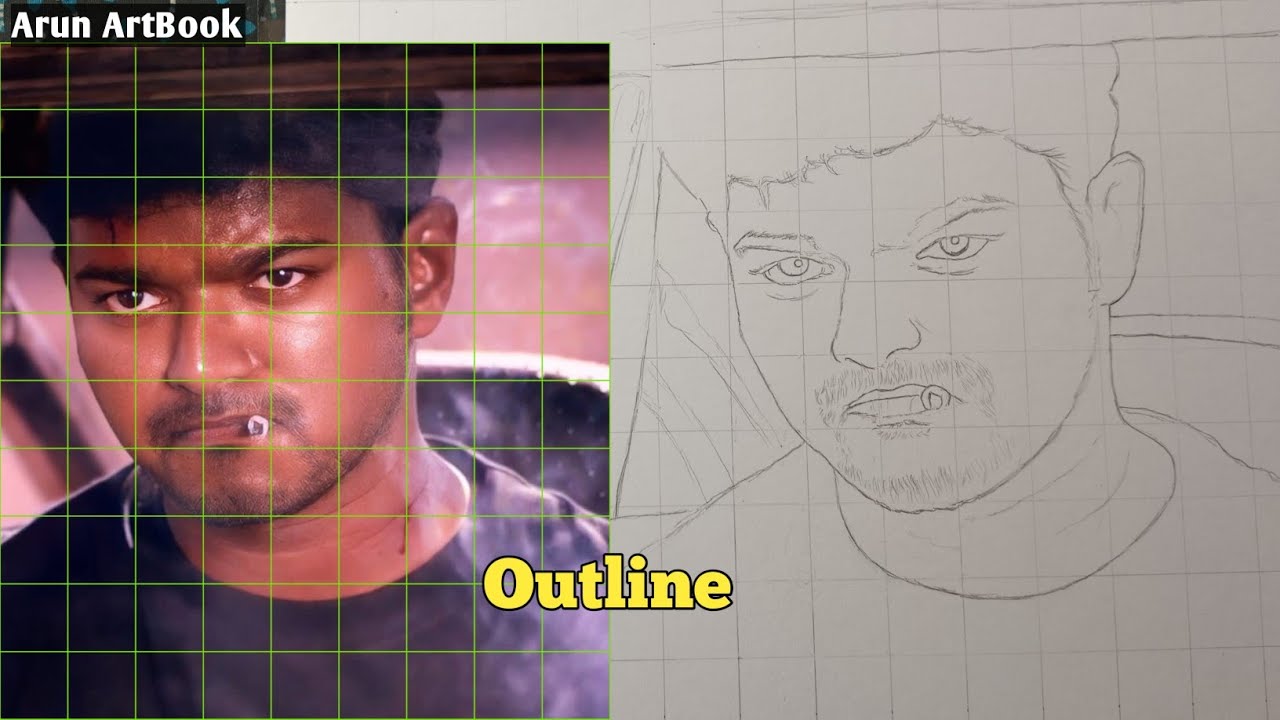 Vijay Drawing Easy / Gilli Movie Vijay Thalapathy Drawing Outline Easy ...
