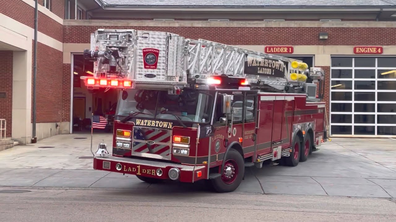 Watertown Fire Ladder 1 responding to a medical - YouTube