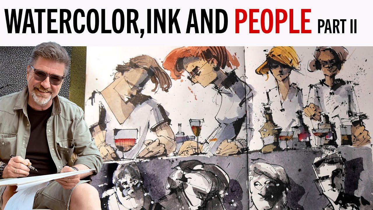 Drawing and painting people with ink and watercolor - YouTube