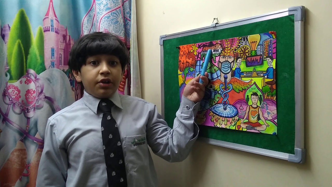 Aryan Mehta's speech on covid with his drawing - YouTube