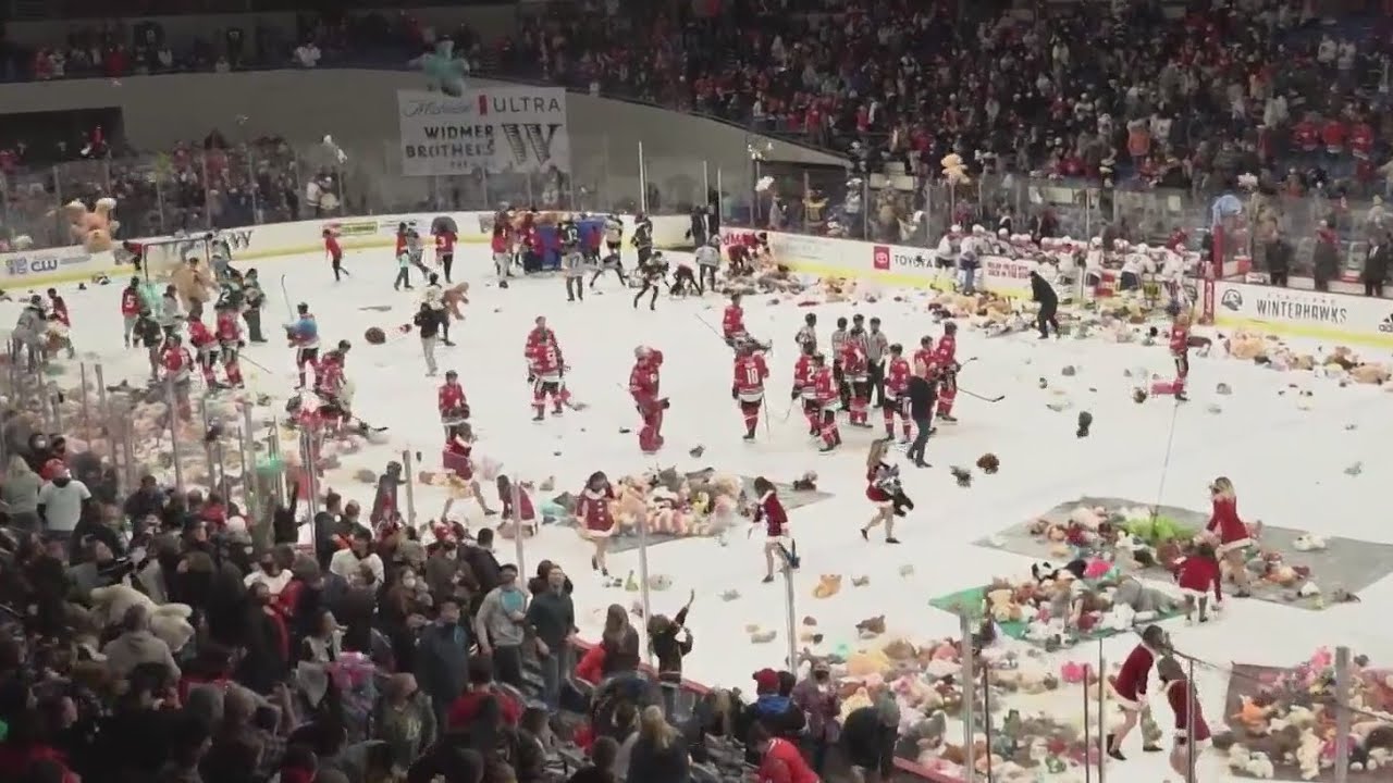 Rosebuds talk Seattle Kraken rivalry match, Teddy Bear Toss - YouTube
