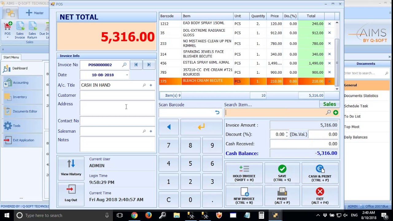 AIMS - HOW TO QUICKLY CREATE A POS INVOICE - YouTube